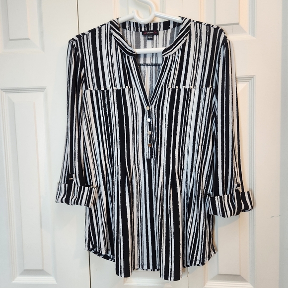 Cocomo | Tops | L Cocomo Black And White Striped Blouse Size Large ...
